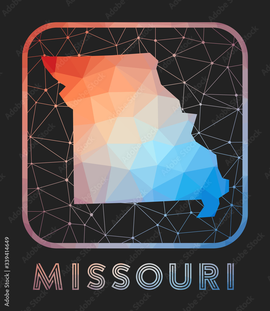 Vecteur Stock Missouri map design. Vector low poly map of the us state ...