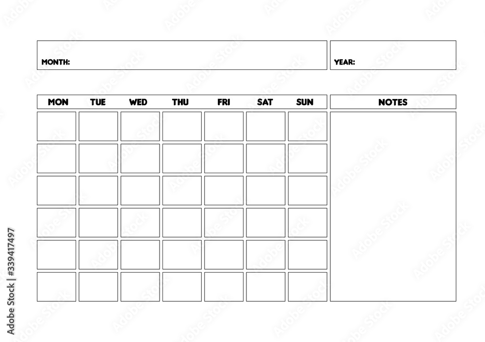 Blank Monthly Calendar Template Undated Monthly Planner Organizer Blank Monthly Calendar Template Undated Monthly Planner Organizer