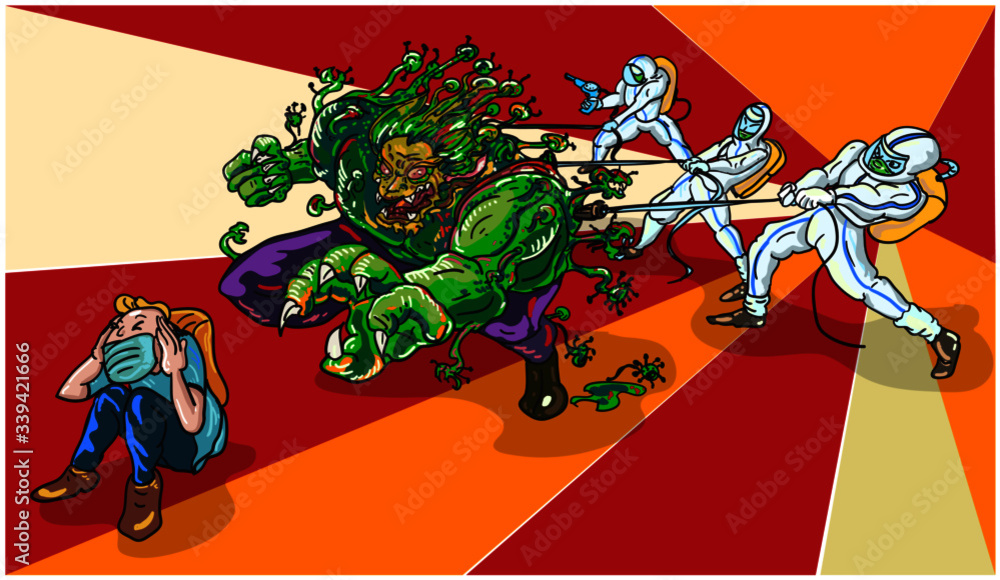 Covid-19 doctor superheroes are fighting corona virus pandemic monster ...