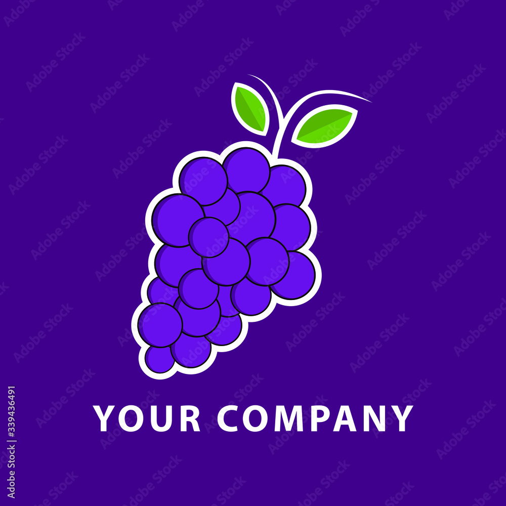 fruits grapes logo design template. grapes logo vector illustration ...