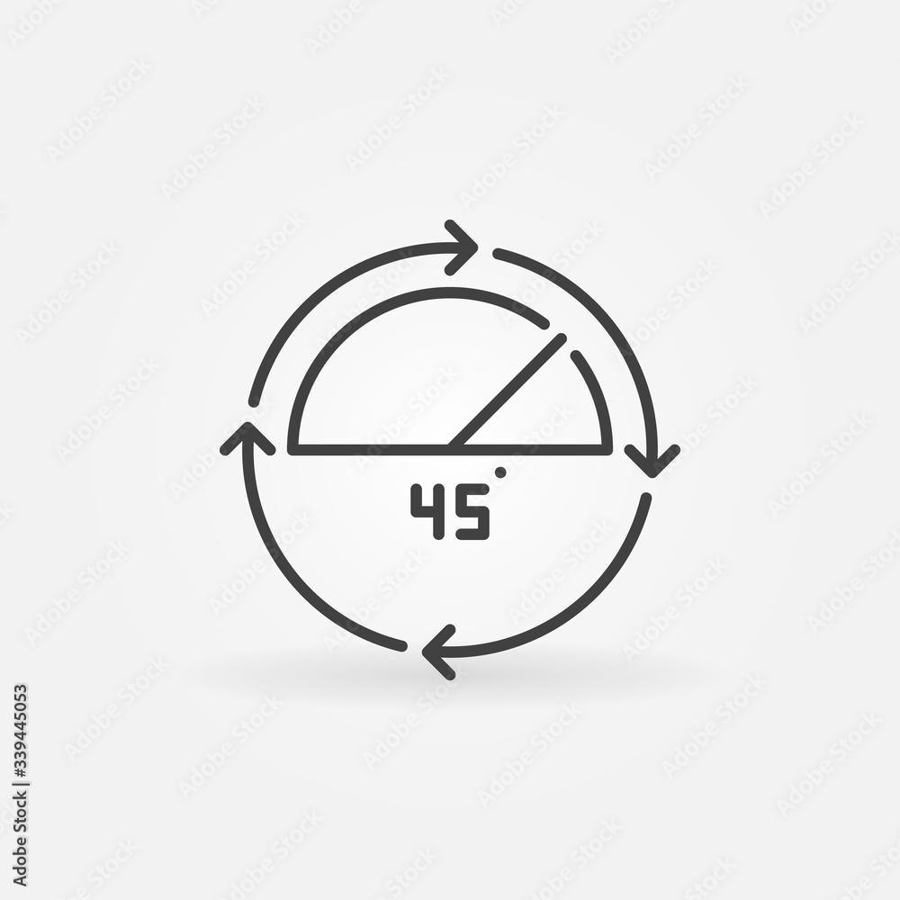 45 degrees angle outline icon - vector concept linear sign Stock Vector ...