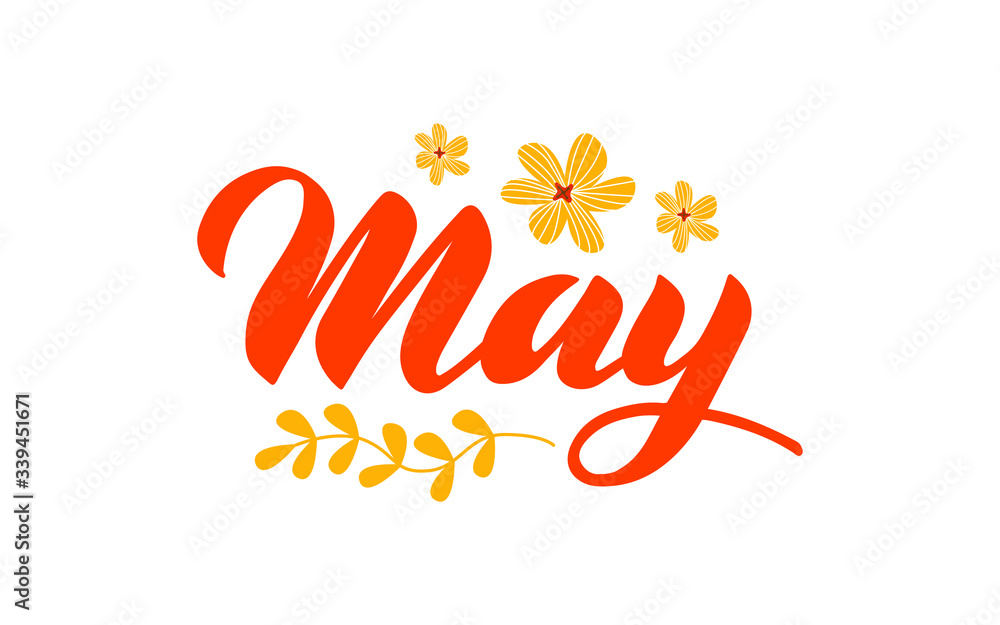 May - Hand drawn lettering month name. Handwritten month May for ...