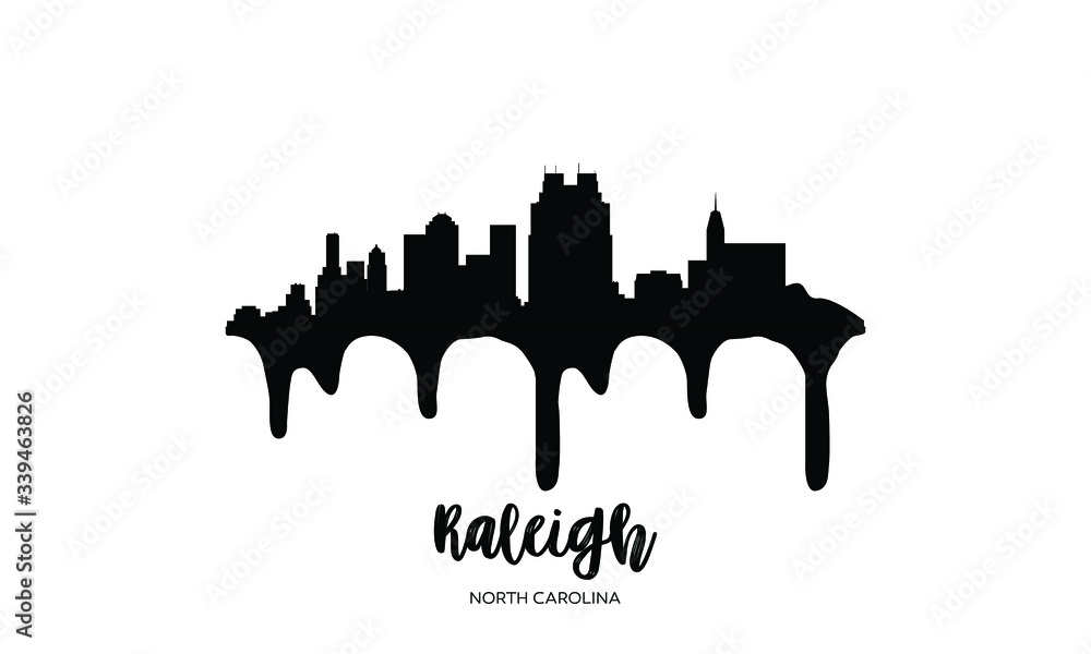 Raleigh North Carolina black skyline silhouette vector illustration on ...