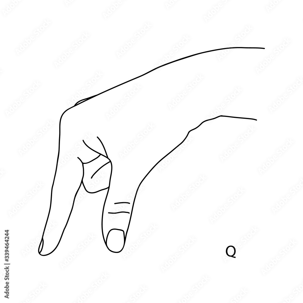 The drawing of a human hand. Q is the seventeenth letter of the ...