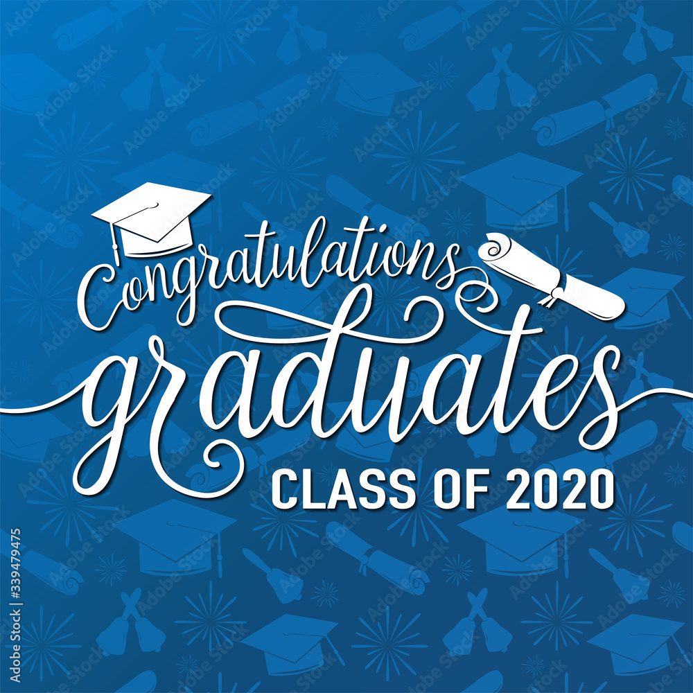 Congratulations graduates 2020 class of vector illustration on seamless ...