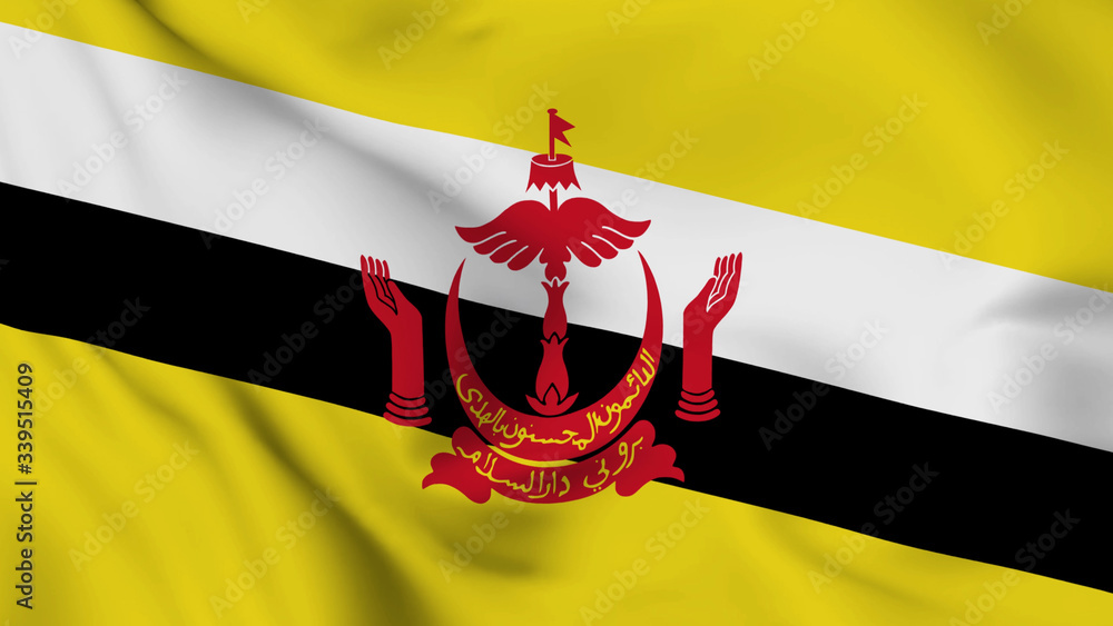 Brunei flag is waving 3D animation. Brunei flag waving in the wind ...