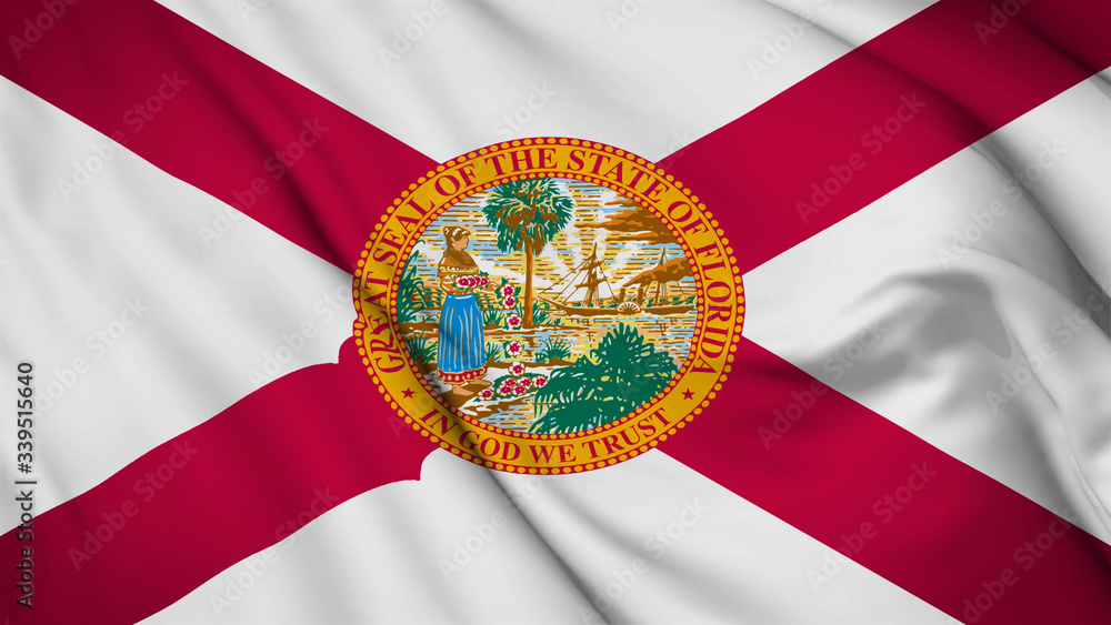 florida flag is waving 3D animation. Florida state flag waving in the ...