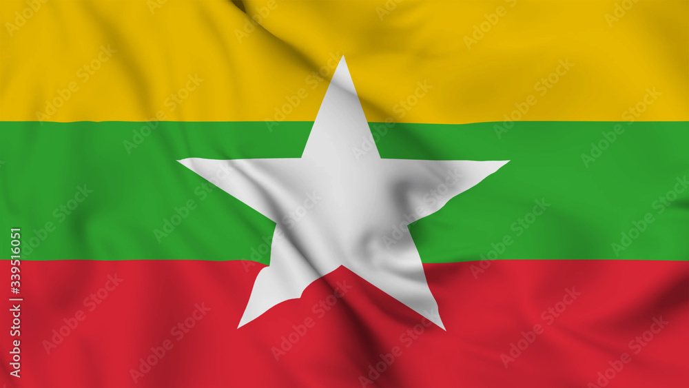 Myanmar flag is waving 3D animation. Myanmar flag waving in the wind ...