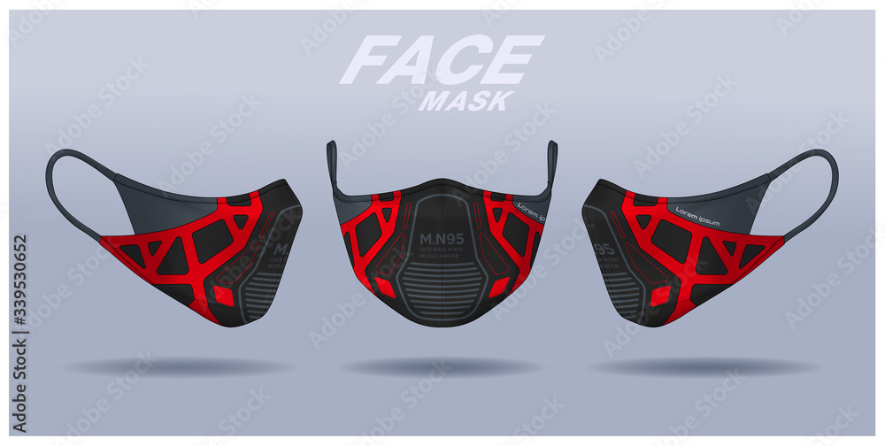 face mask design template, dust protection & breathing medical ...