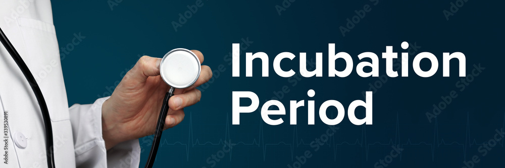 Incubation Period. Doctor in smock holds stethoscope. The word ...