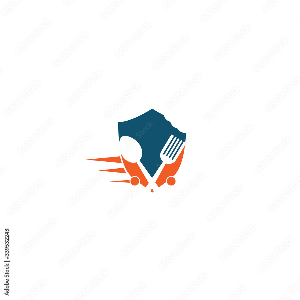 Food delivery logo template. Food logo with, spoon, knife, and fork ...