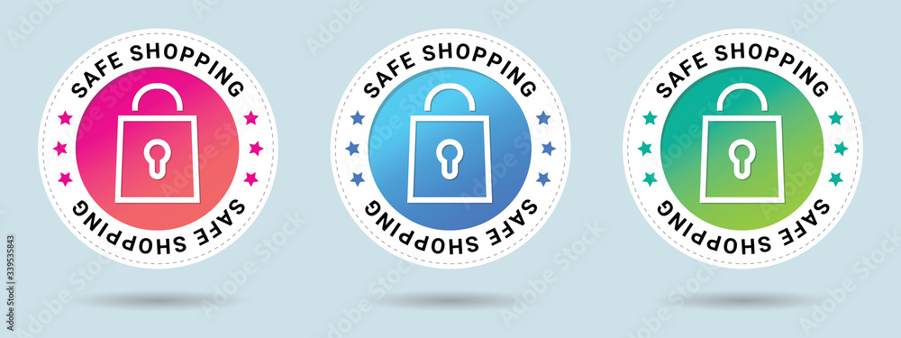 Safe Shopping stamp vector illustration. Vector certificate icon. Set ...