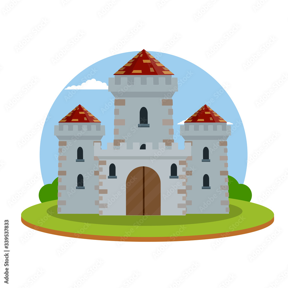 Medieval castle. Old fortress. European architecture and city centre ...