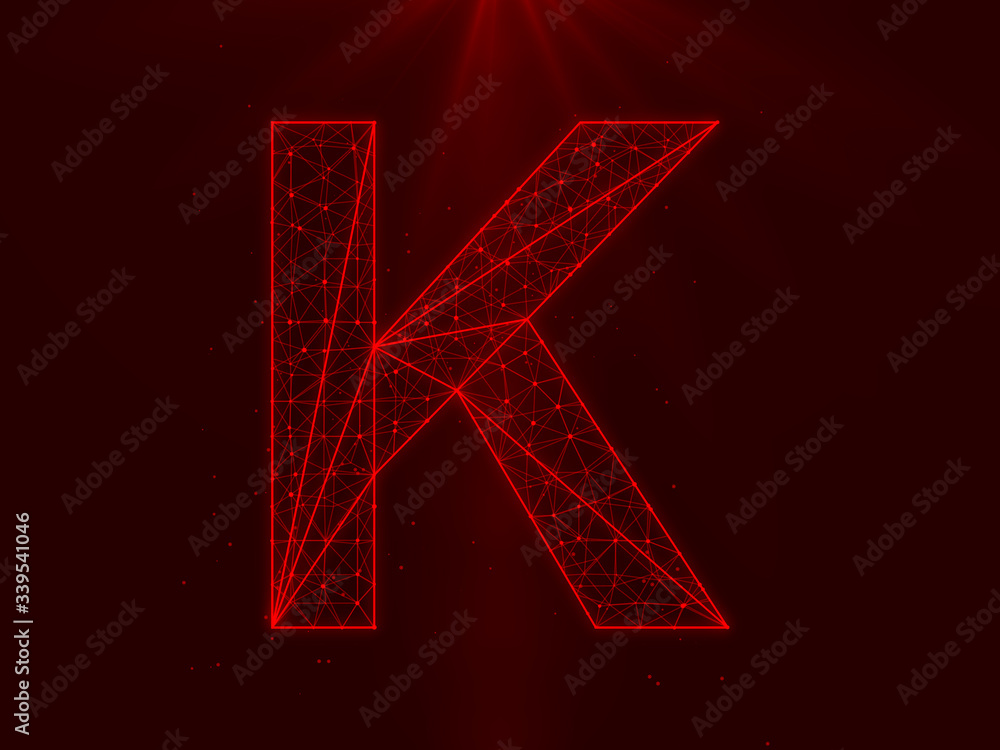 Letter K - futuristic letter symbol polygonal wireframe connections ...