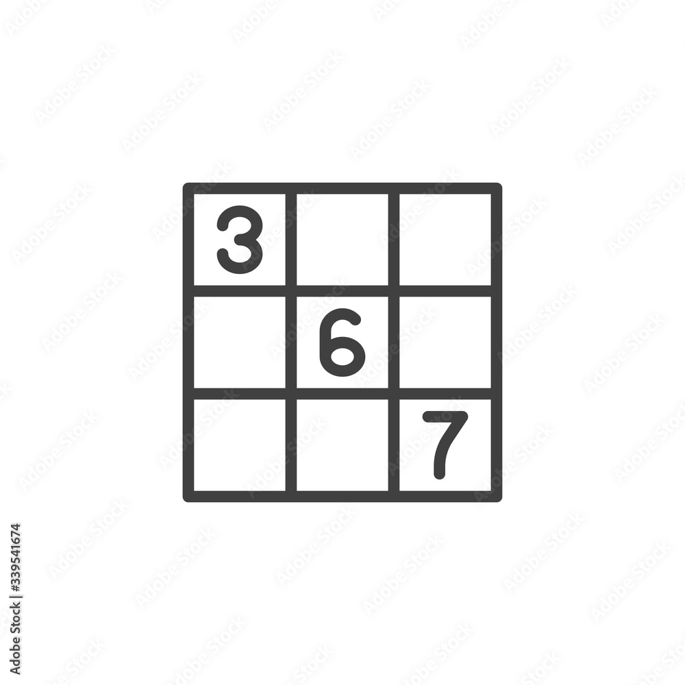 Sudoku puzzle game line icon. linear style sign for mobile concept and ...