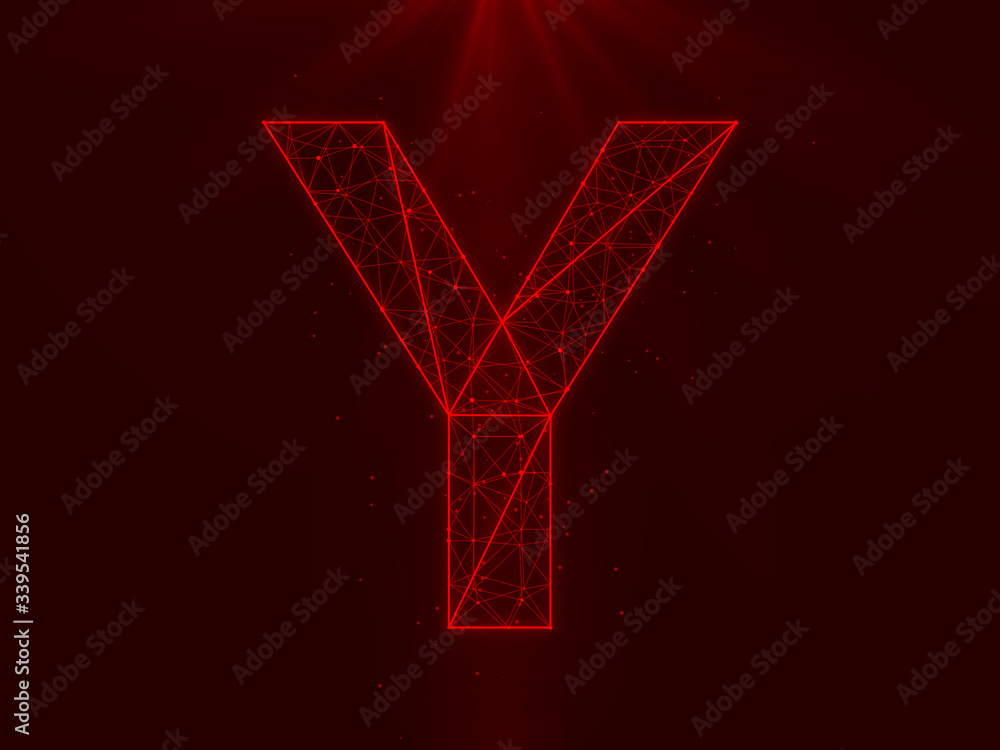 Letter Y - futuristic letter symbol polygonal wireframe connections ...