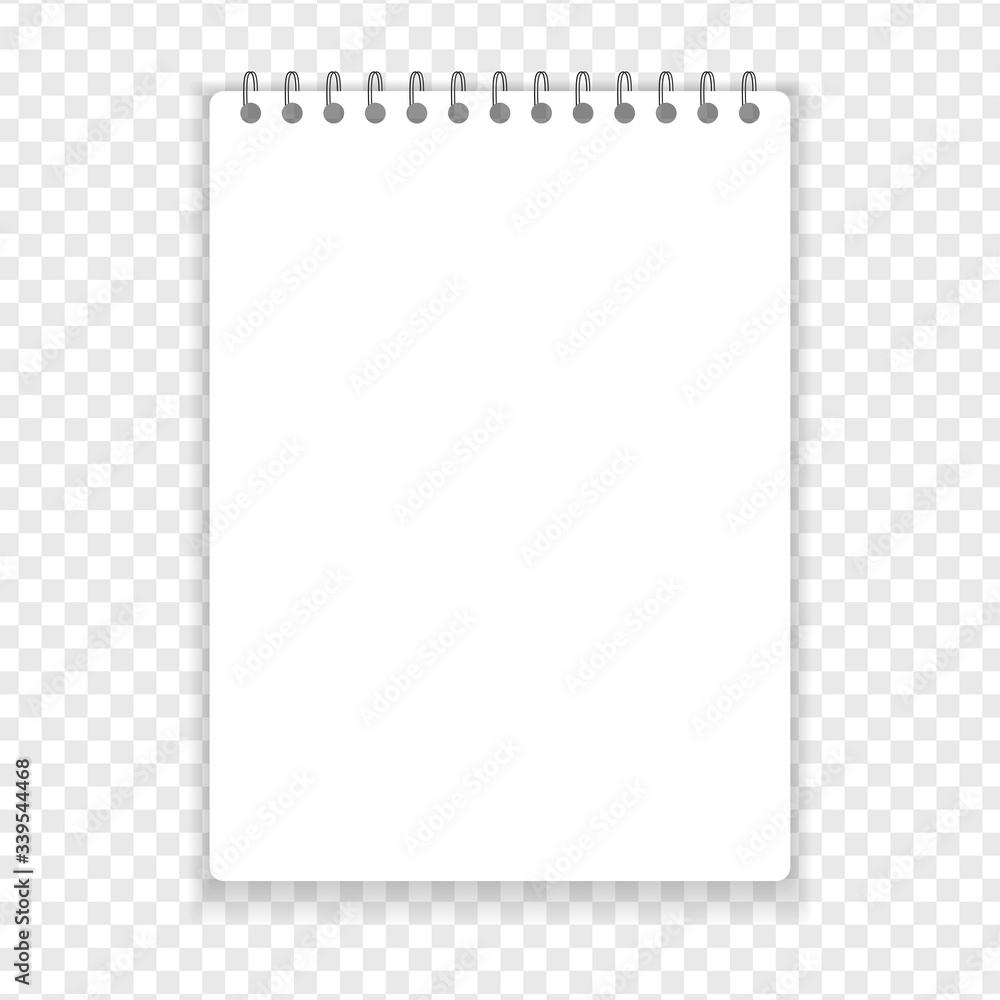 Realistic notebook or notepad with binder. Memo note pad or diary paper ...