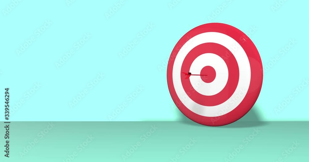 Arrow hitting the center of glossy bullseye. Target with arrow success ...