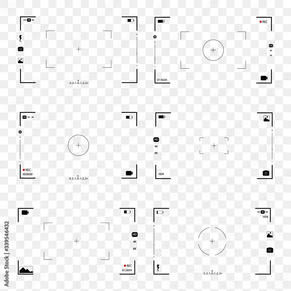 Camera view and focusing screen recording video. Camera frame ...