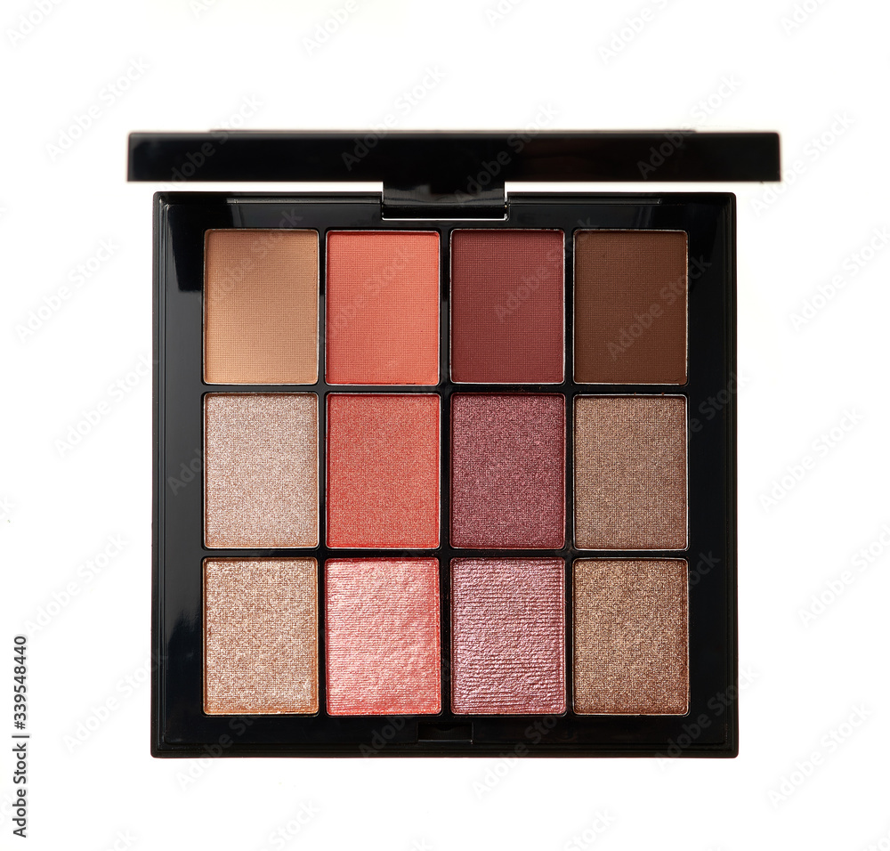 Multi color palette of trendy shades of eye shadow isolated on white ...