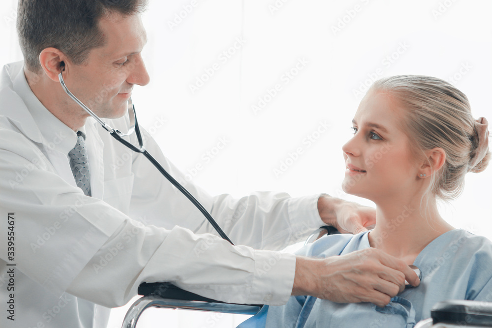 Doctor holding stethoscope for doing a physical examination of the ...
