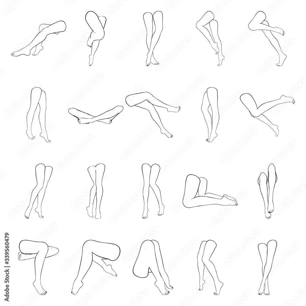 Female legs with pedicure, vector set of beautiful woman legs Stock ...