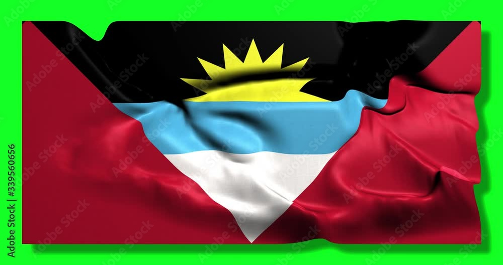 Green screen hiper realistic loop of Antigua flag waving in the wind ...