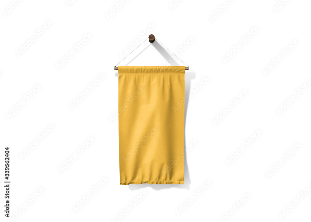 Yellow pennant flag mockup isolated on white background Stock Photo ...