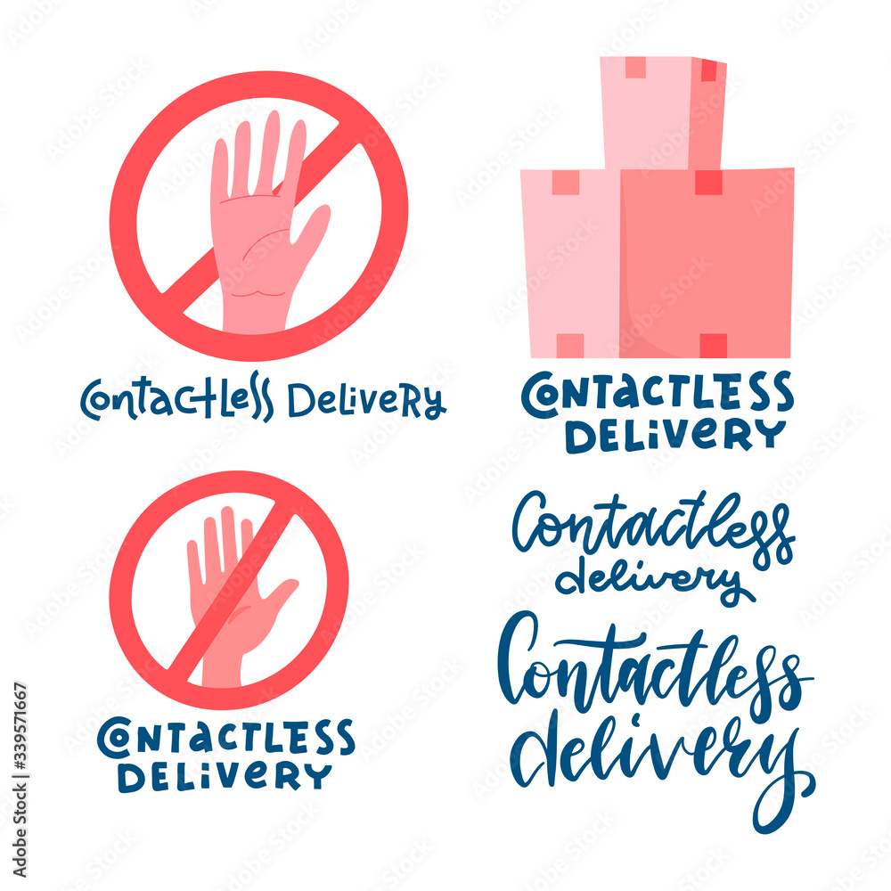 Contactless delivery sign and symbol. Delivery left at the door during ...
