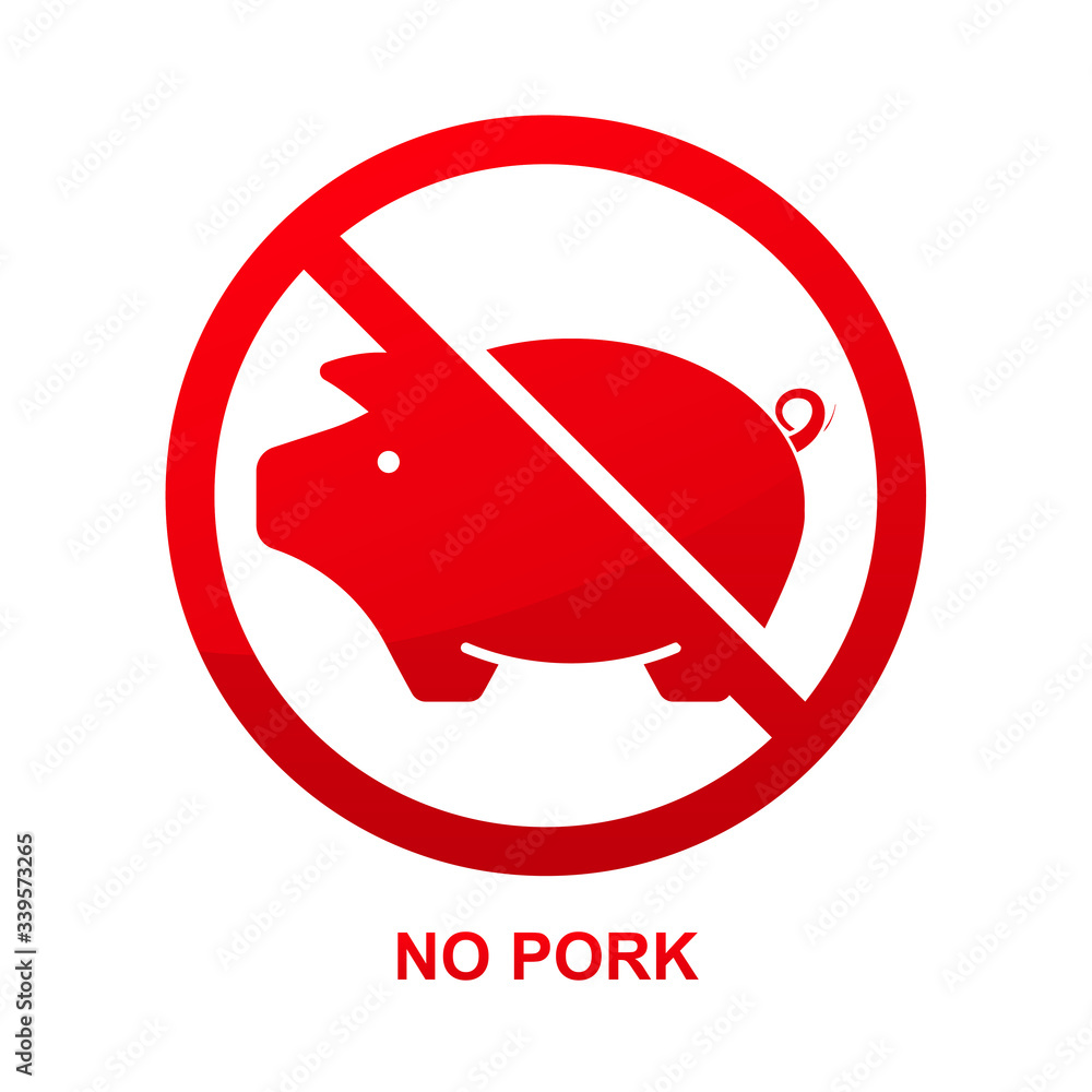 No pork sign isolated on white background vector illustration Stock ...