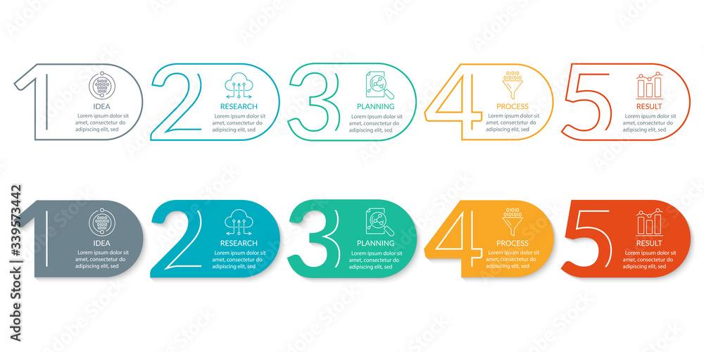 5 steps info graphic for business presentation. Timeline infographics ...