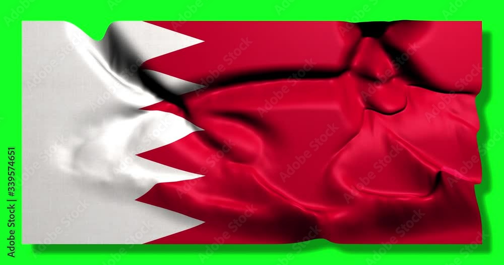 Green screen hiper realistic loop of Bahrain flag waving in the wind ...