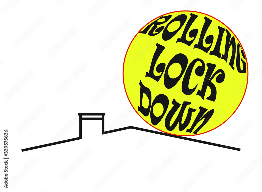 Rolling Lock Down text in a circle on a sloped house roof Stock Vector ...