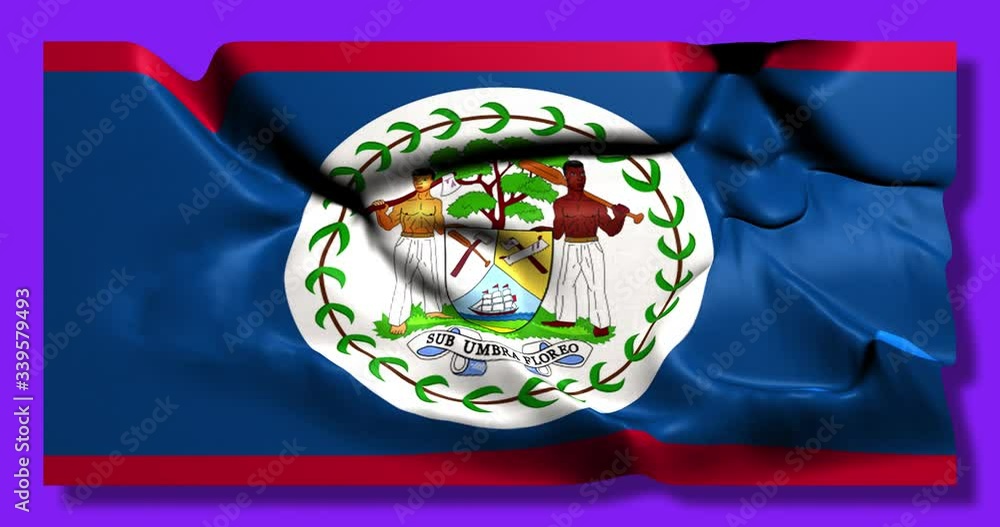 Green screen hiper realistic loop of Belize flag waving in the wind ...