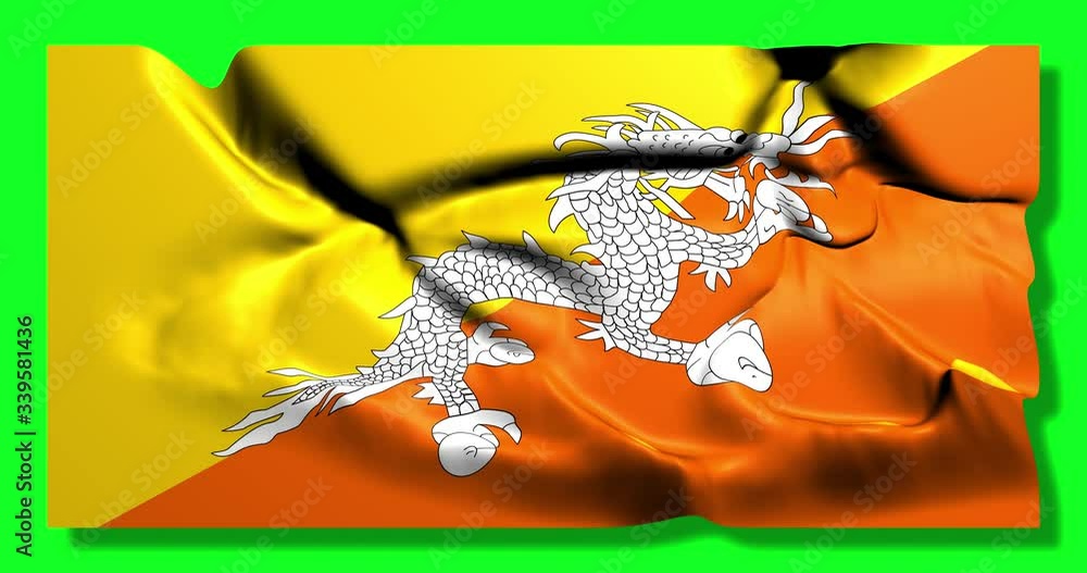 Green screen hiper realistic loop of Bhutan flag waving in the wind ...