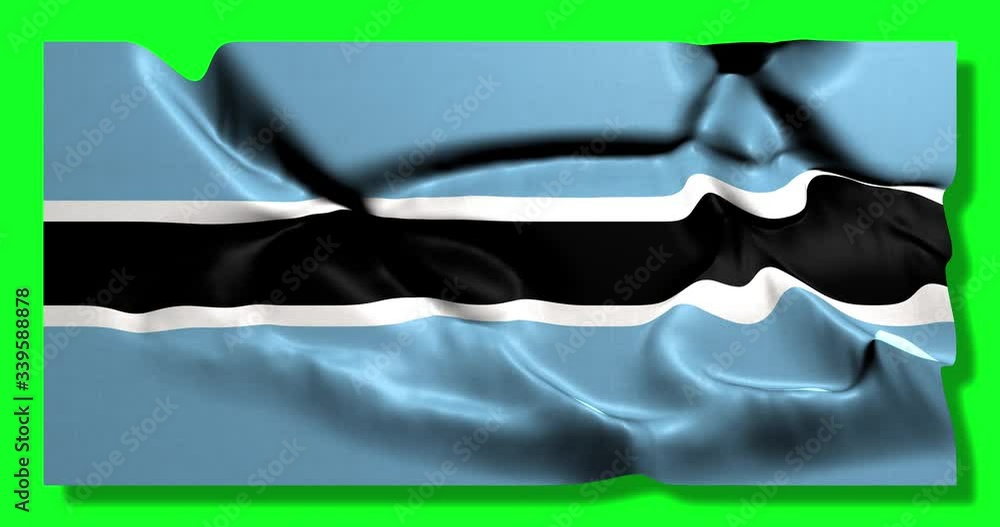 Vídeo do Stock: Green screen hiper realistic loop of Botswana flag waving in the wind batswana ...