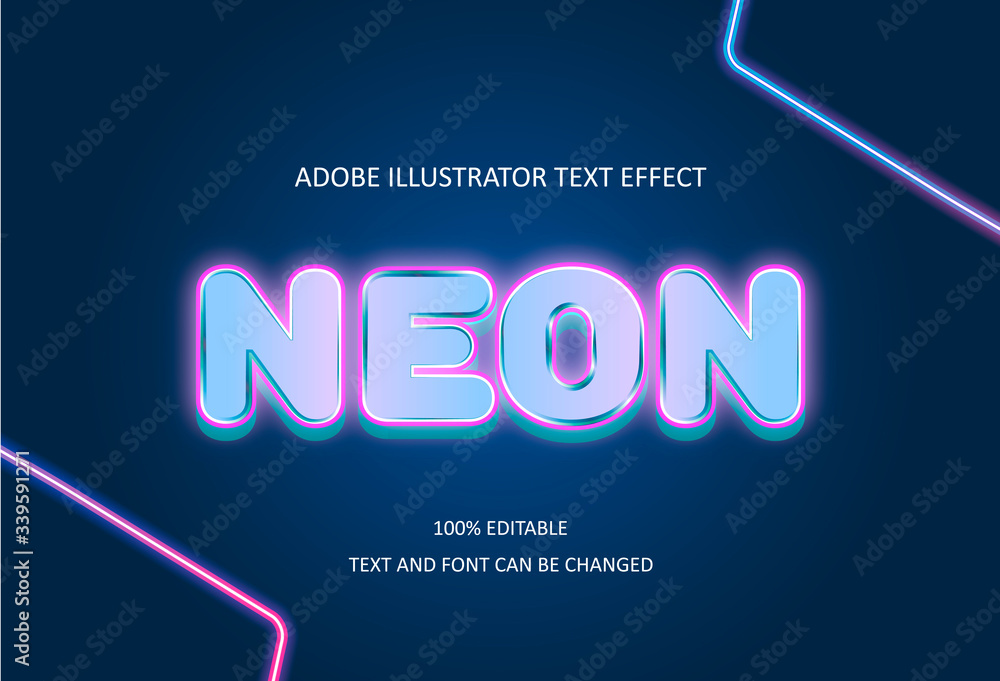 Neon text effect. Stock Vector | Adobe Stock
