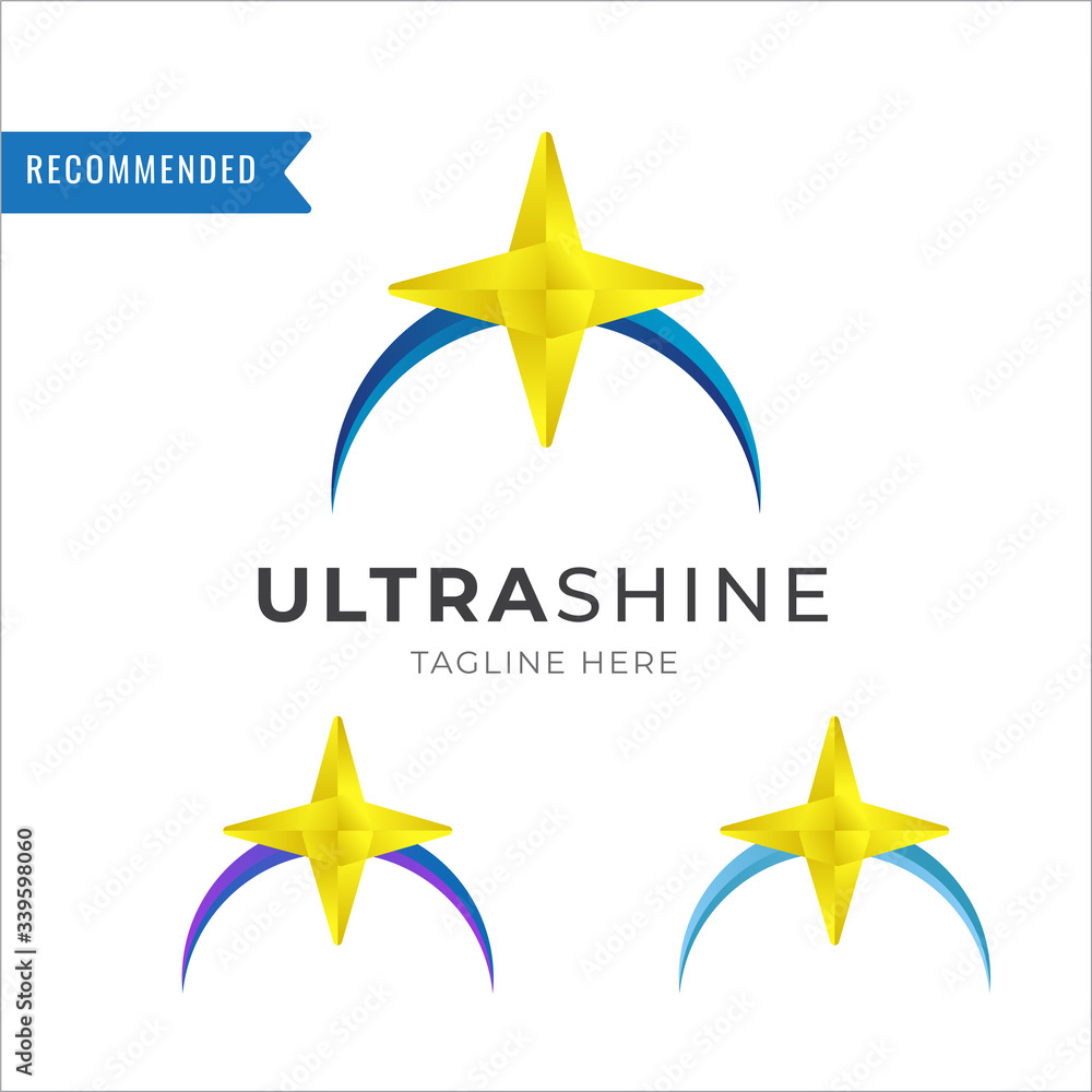Ultra Shining Logo with Ellipse, Circle arc and Shining Stars Vector ...
