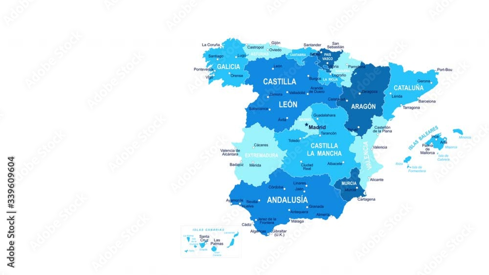 Spain Map - Motion Graphic Cartoon Animation Footage. 4K Resolution ...