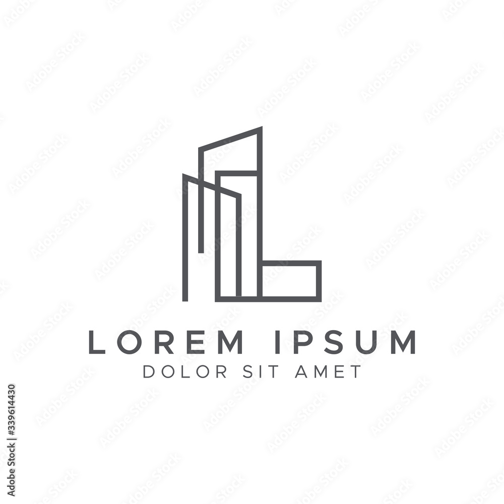 Letter L line building logo vector design template Stock Vector | Adobe ...