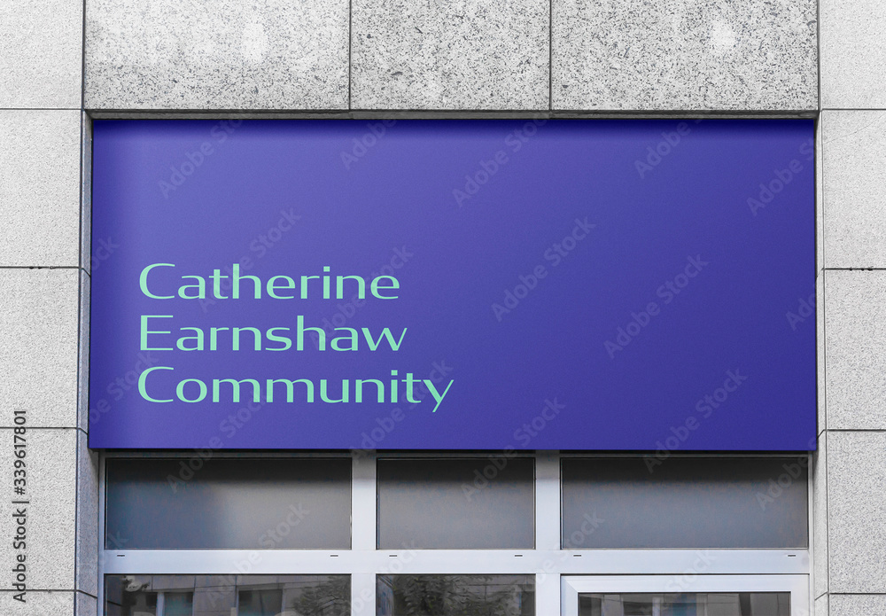 Entrance Sign Logo Mockup on Outdoor Wall Stock Template | Adobe Stock