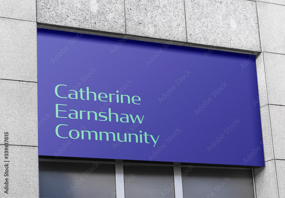 Entrance Sign Logo Mockup on Outdoor Wall Stock Template | Adobe Stock