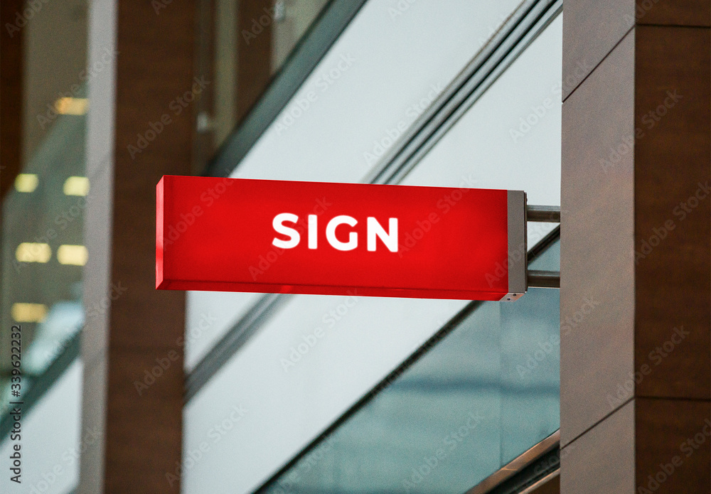 Rectangular Indoor Mounted Entrance Sign Logo Mockup Stock Template ...