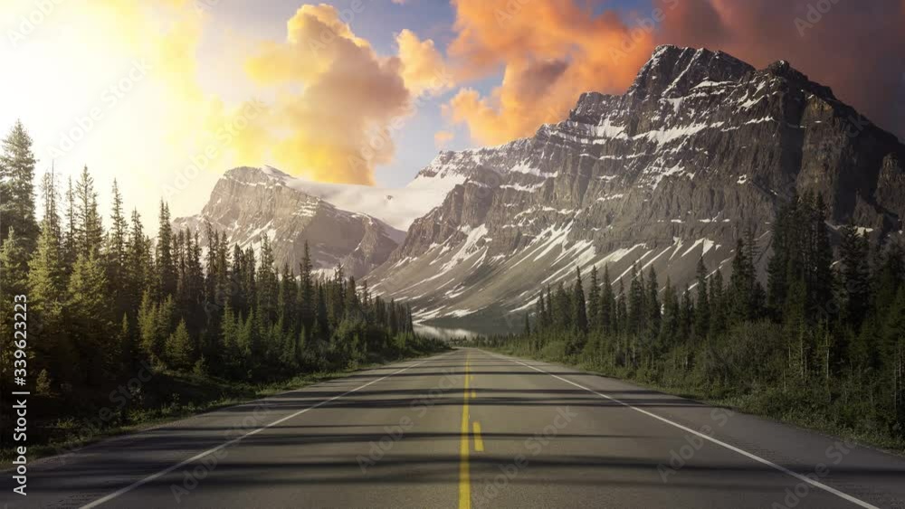 Cinemagraph Continuous Loop Animation. Scenic road in the Canadian ...
