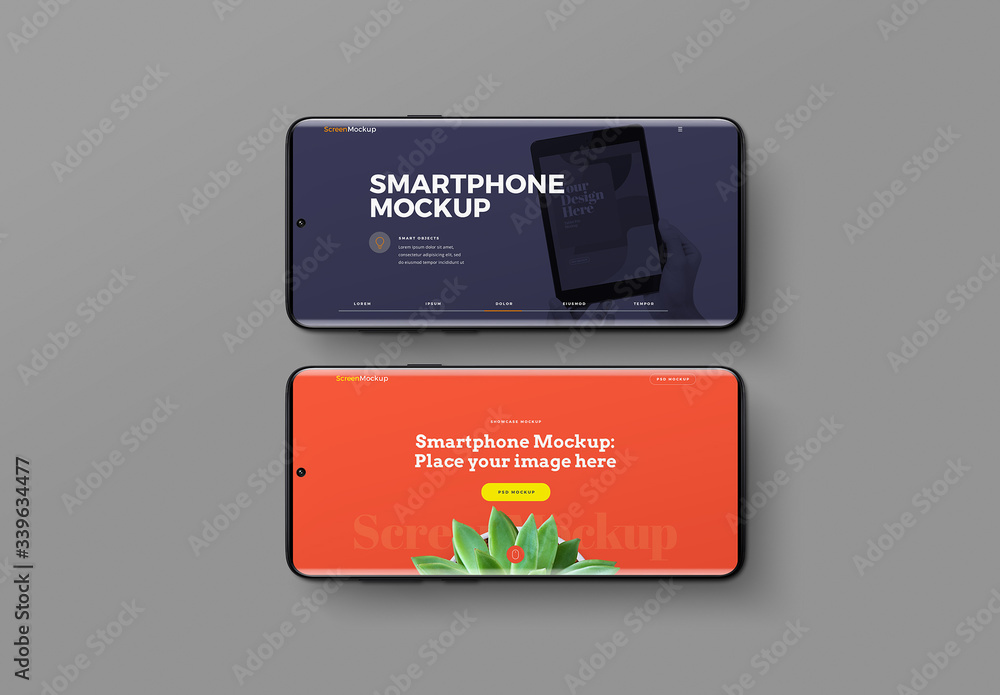 Landscape Smartphone Mockup Stock Template | Adobe Stock