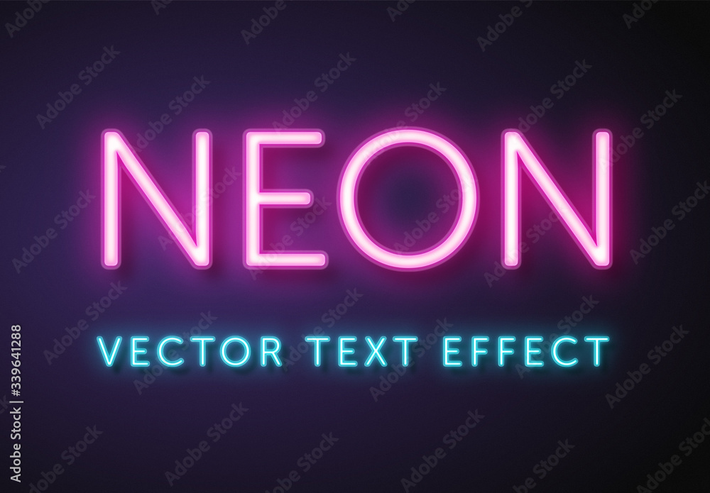 Vector Neon Text Effect Mockup Stock Template | Adobe Stock