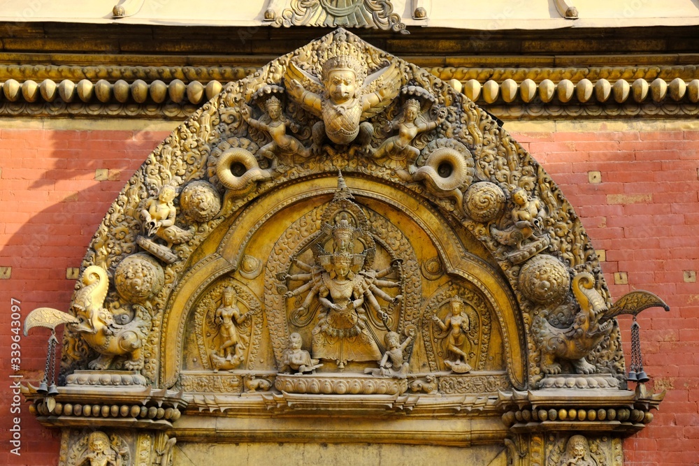 Goddess Taleju Bhawani - amazing detail of Lu Dhowka (Golden Gate, Sun ...
