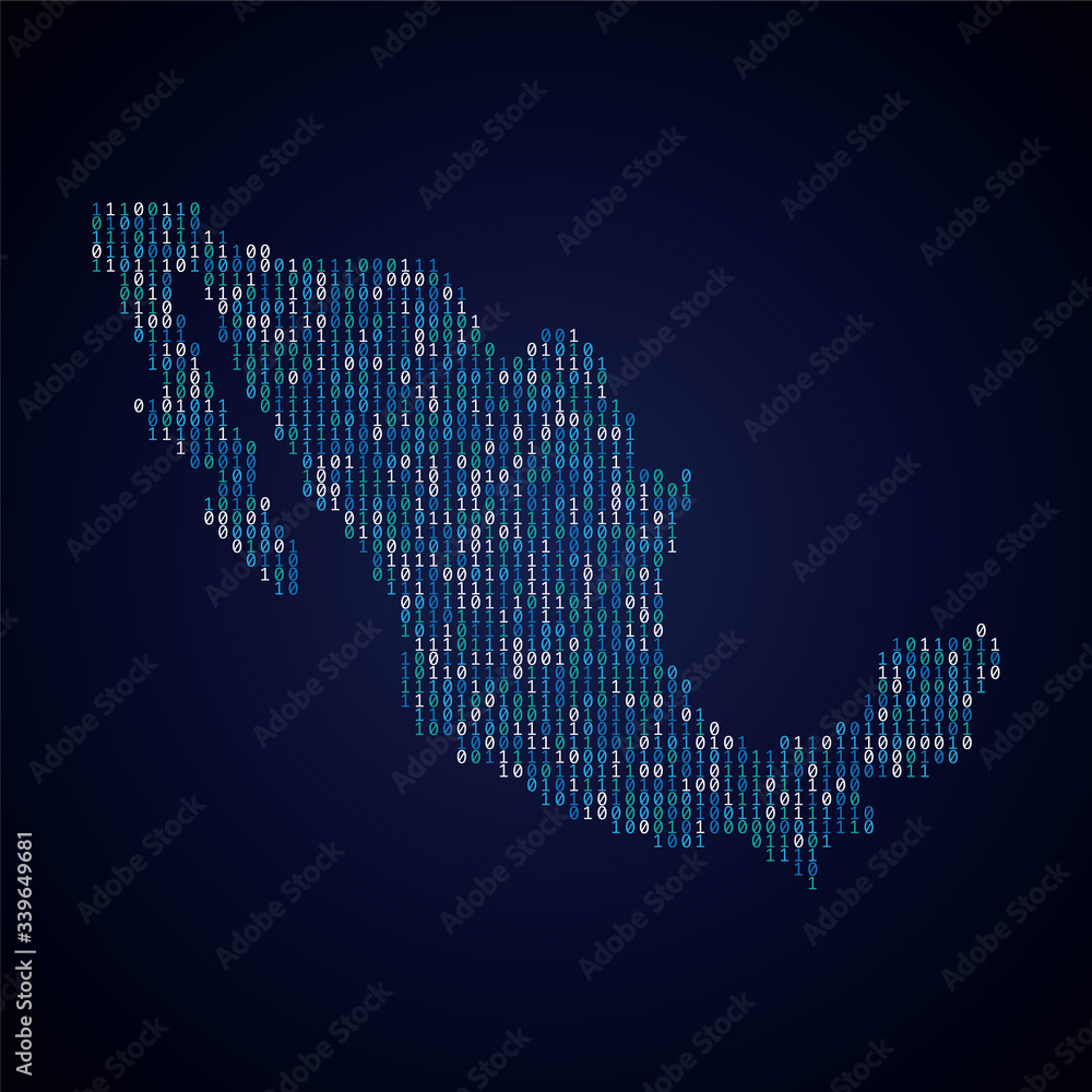 Mexico country map made from digital binary code Stock Vector | Adobe Stock