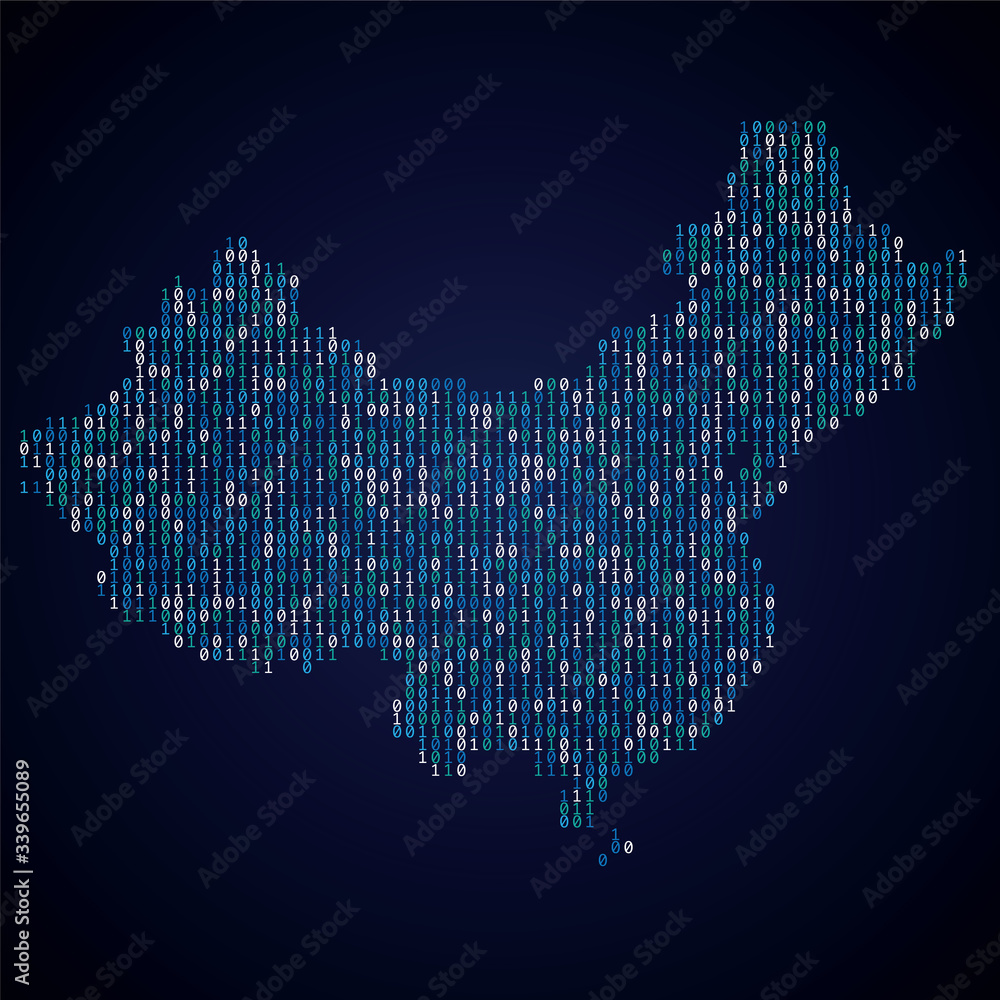 China country map made from digital binary code Stock Vector | Adobe Stock