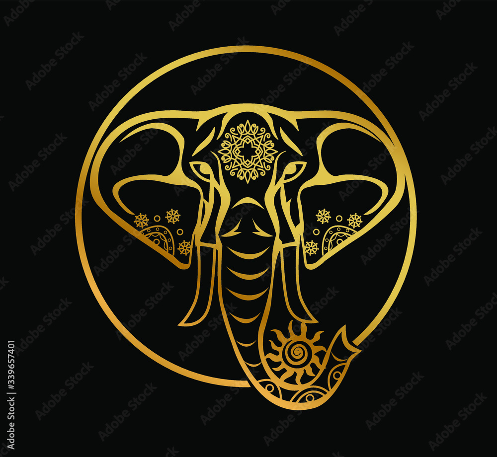 Illustration - mandala with beautiful elephant on the theme of yoga ...